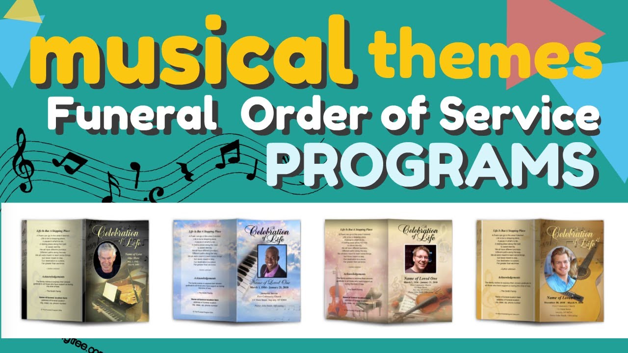 Funeral Order Of Service Programs - Musical Designs Templates - YouTube