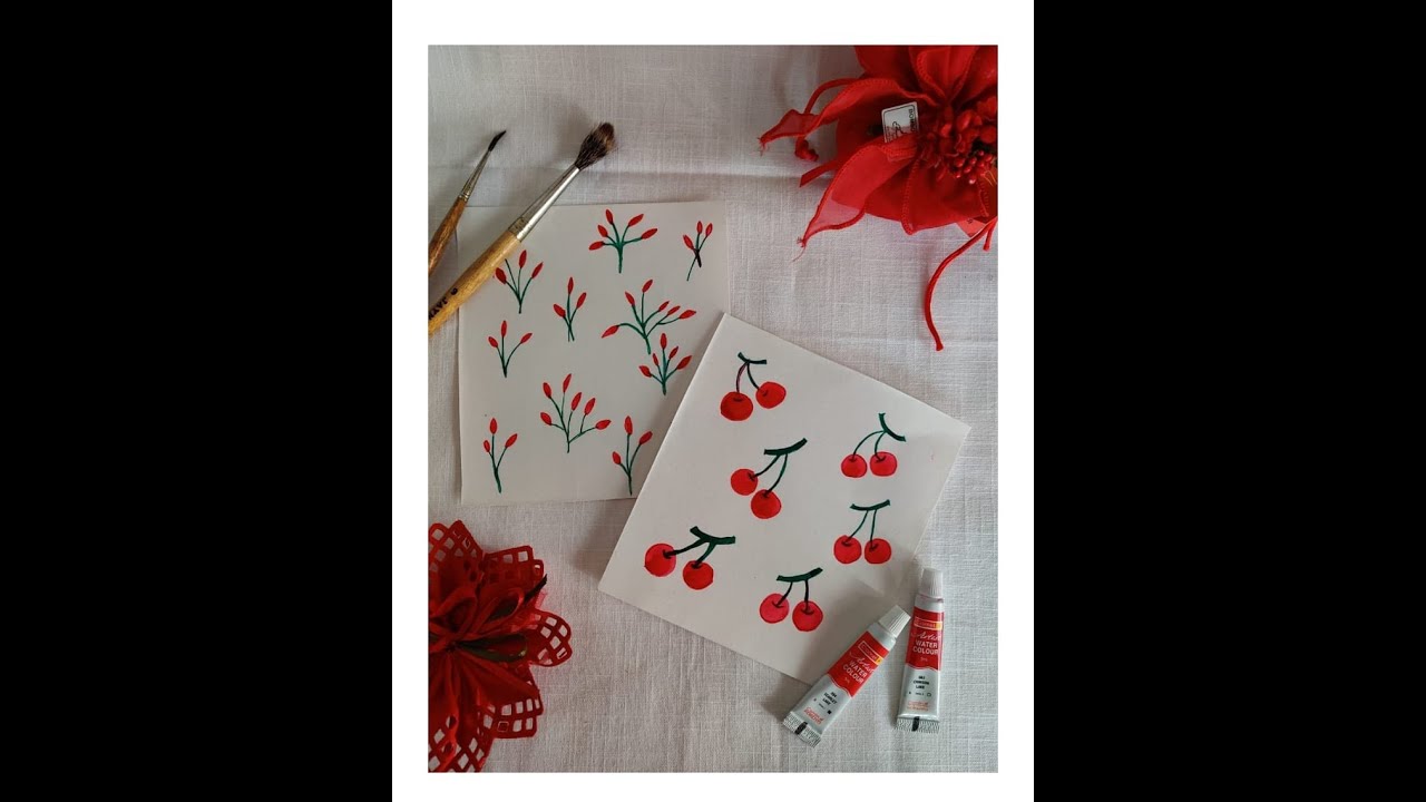 simplest postcard painting for beginners - YouTube