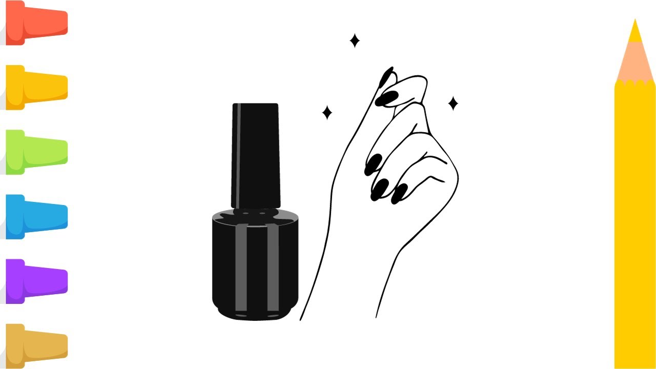 Easy Hand Nail Polish Drawing Step by Step | Nail Polish Colouring ...