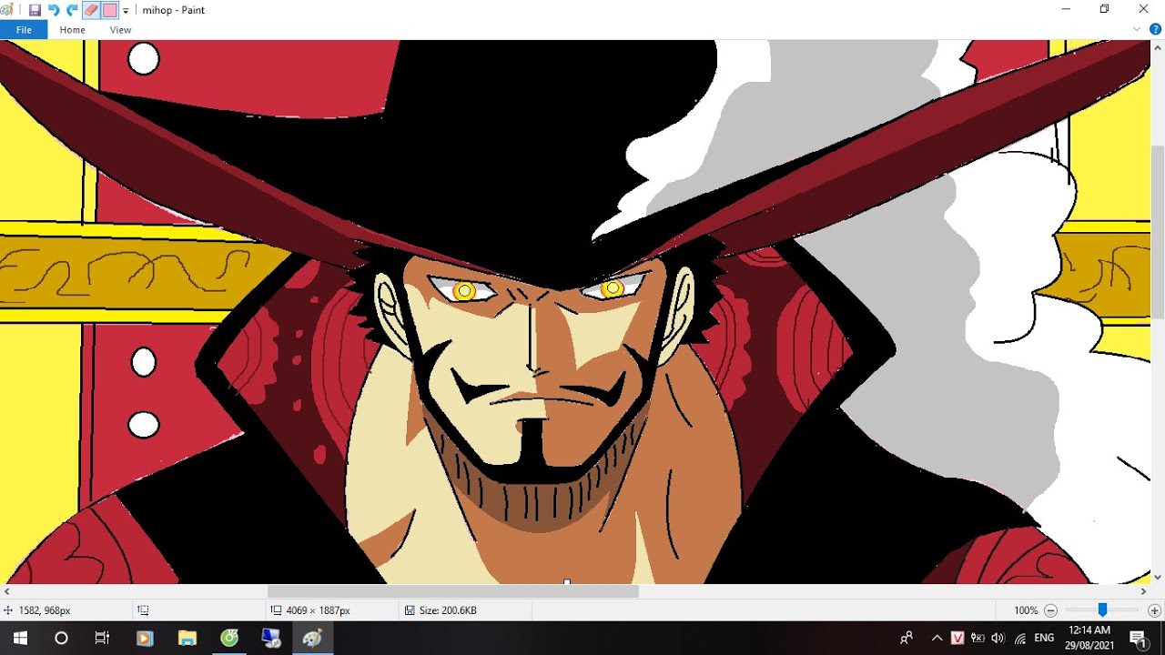 Draw MIHAWK with mouse on Paint( Vẽ Mihawk bằng phần mềm Paint) - YouTube