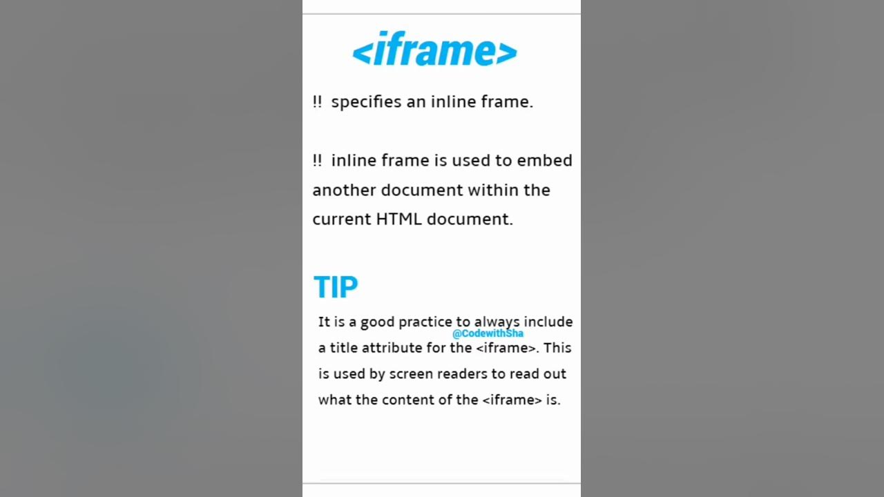 Html Guide Iframe Tag Itsprogrammer Codewithsha Html Python Codinglover Viral Coding