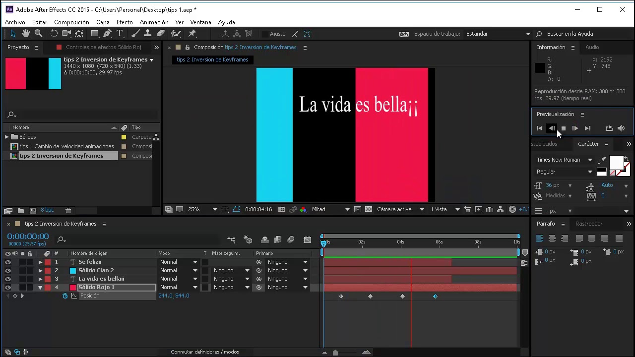 After effects Tips2 - Inversión de keyframes - YouTube