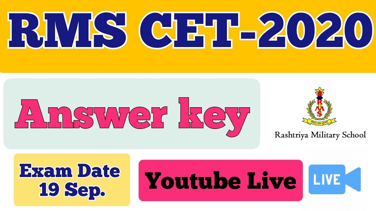 Military School Exam Paper Answer key | RMS CET-2020 Exam Paper Answer ...