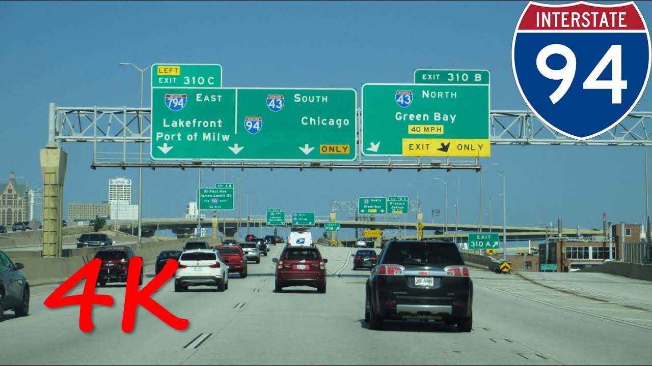 ⁴ᴷ Interstate 94 (Milwaukee, WI) eastbound [4K VIDEO] - YouTube