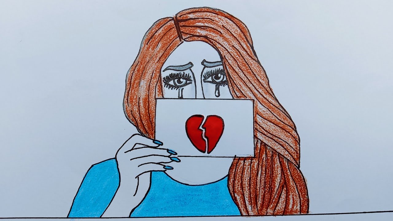 how to draw sad girl drawing | how to draw sad girl face | drawing of ...