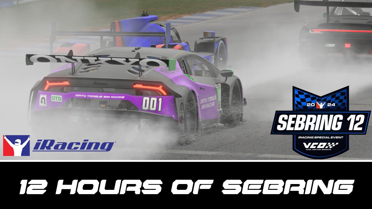 Opening Laps | 2024 iRacing Sebring 12 Hour in the rain - YouTube
