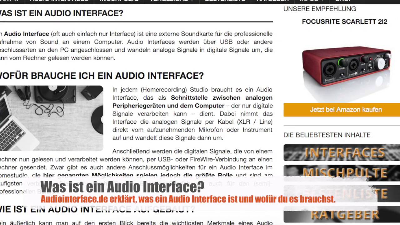 Was ist ein Audio Interface ? Audiointerface.de erklärt! - YouTube
