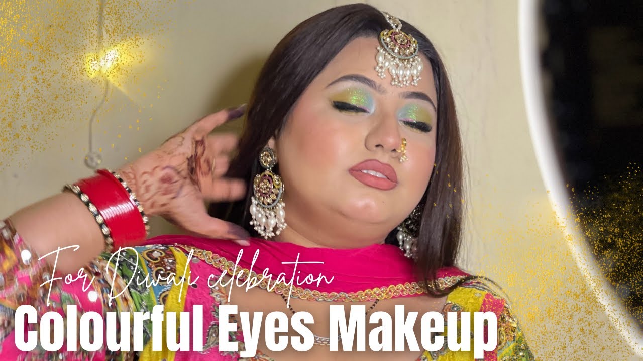 Colourful Eyes | Diwali look | Best Eyes makeup | Special outfit | Amazing products ️ - YouTube