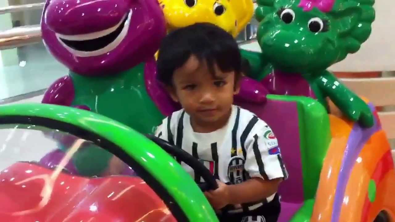 So Happy Riding Barney Car - YouTube