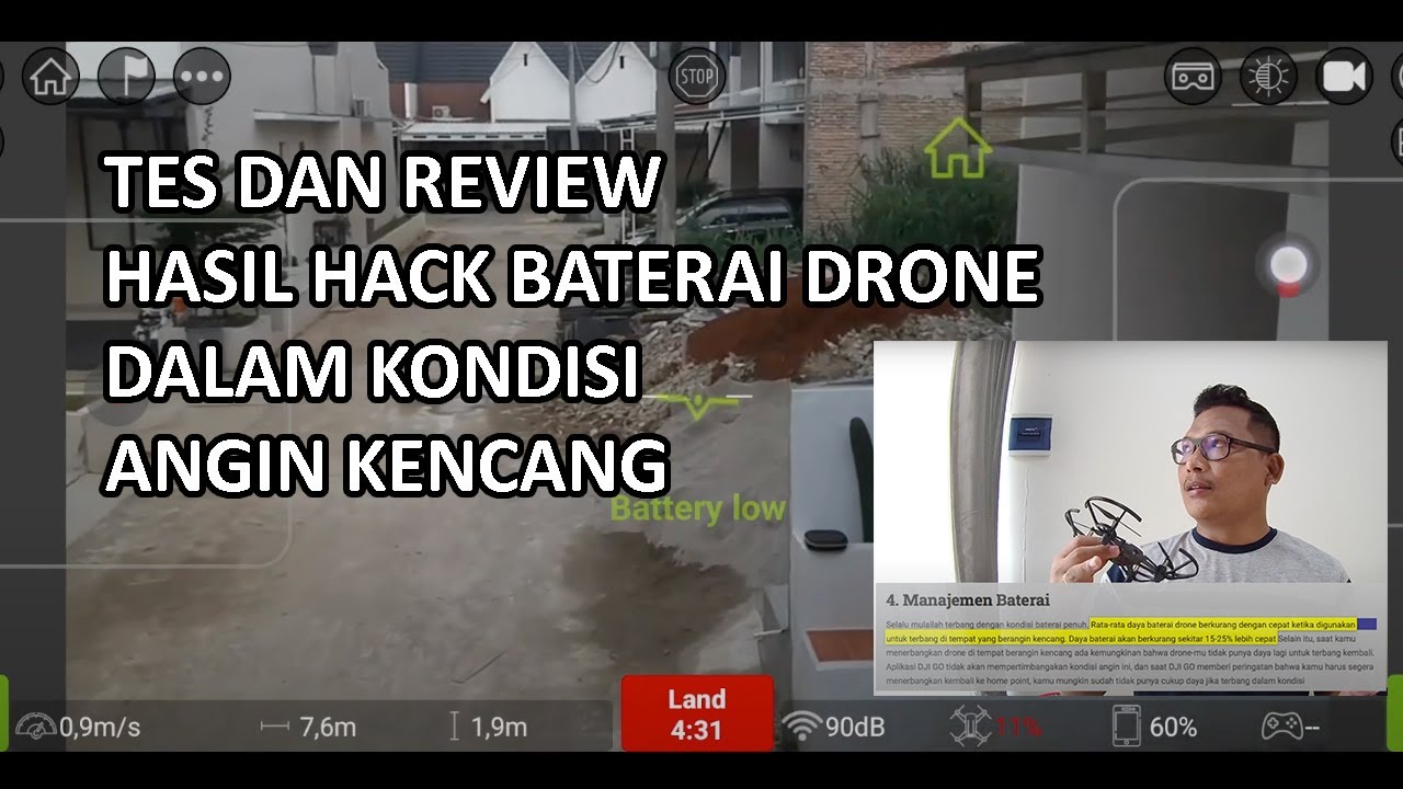 TES DAN REVIEW HASIL HACK‼️ BATERAI DRONE DJI TELLO PADA KONDISI ANGIN ...