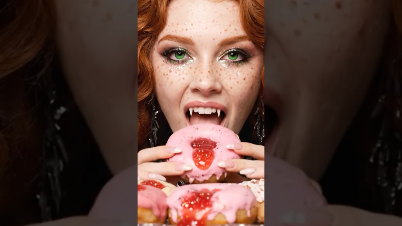 Vampire Mukbang at the Jelly Donut Buffet #horrortok #horror #food # ...