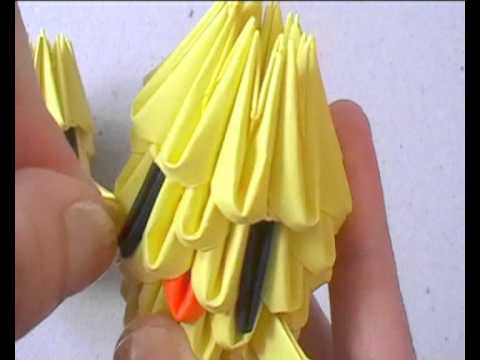 3D origami: tiny yellow chicken part 2 - YouTube