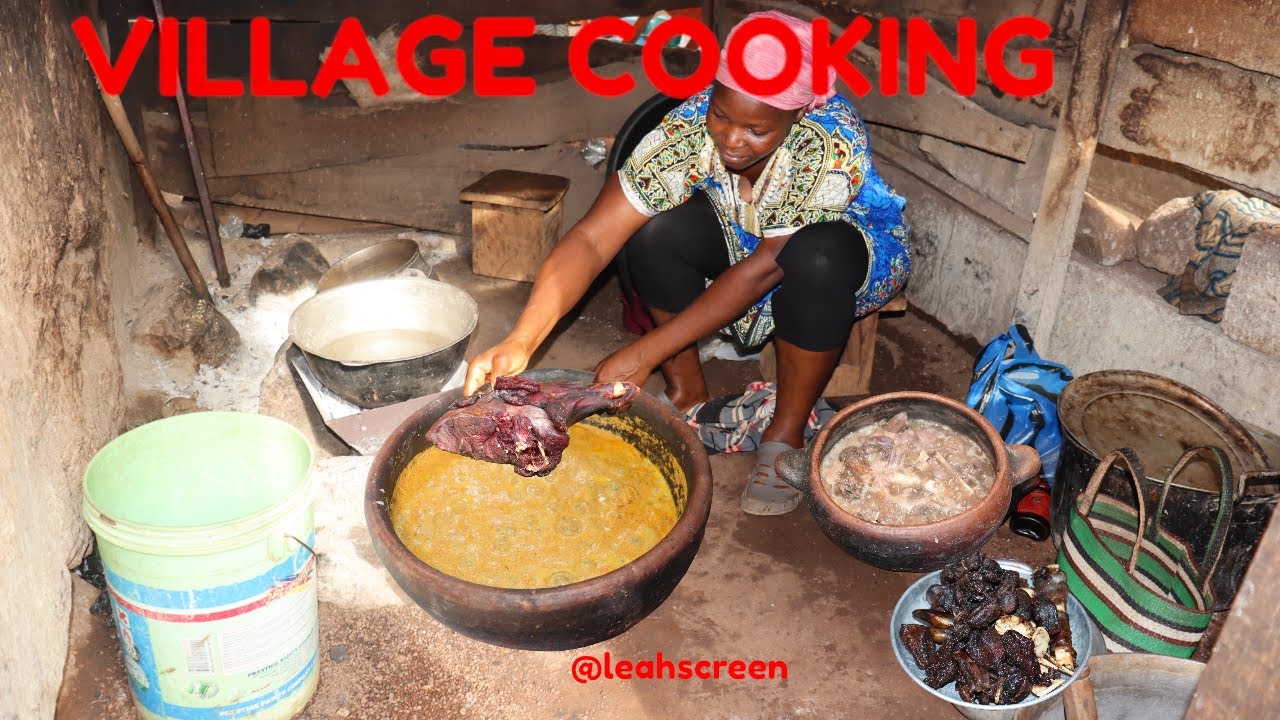 HOT EBA & SPICY DRY OKRA SOUP AFRICAN VILLAGE COOKING BY LEAH SCREEN ...