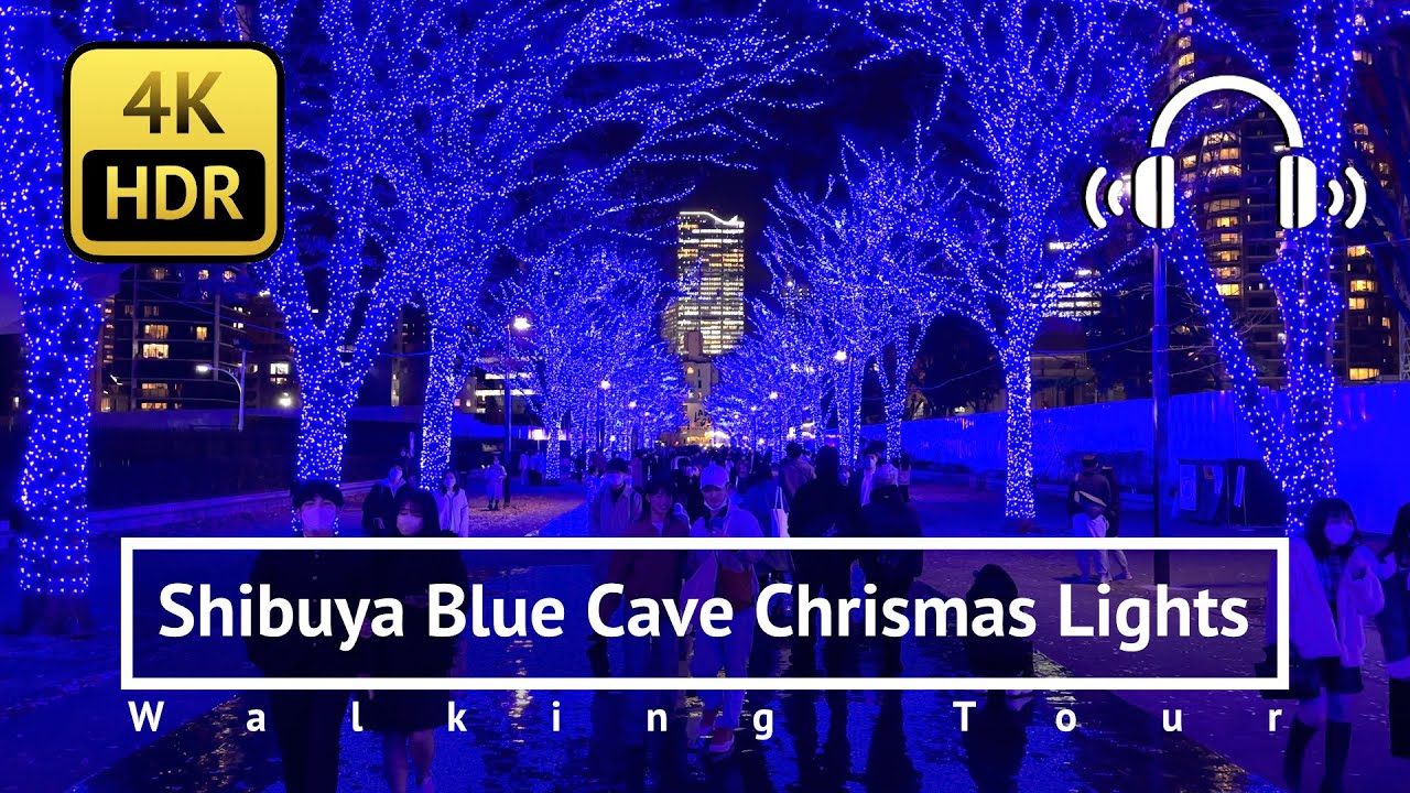 Tokyo Shibuya Blue Cave Christmas Light Walking Tour - Tokyo Japan [4K ...