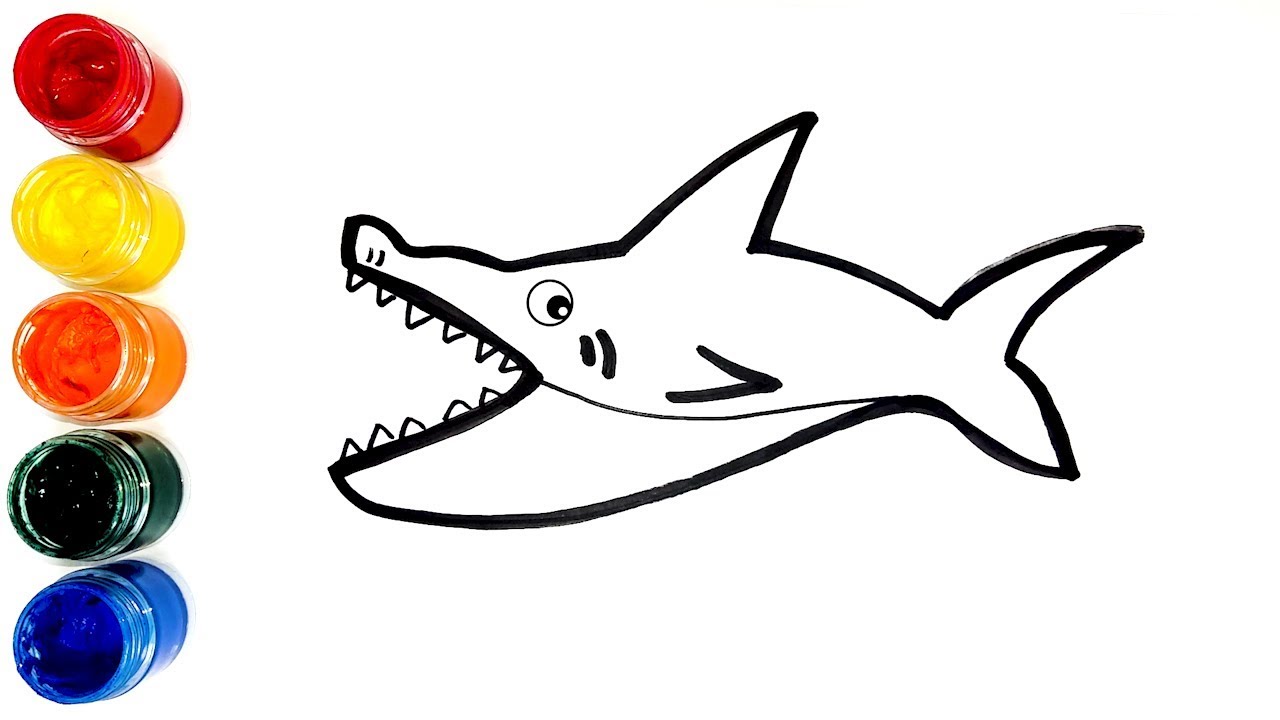 coloring and drawing Shark l How to draw a pink pong shark l Learn ...