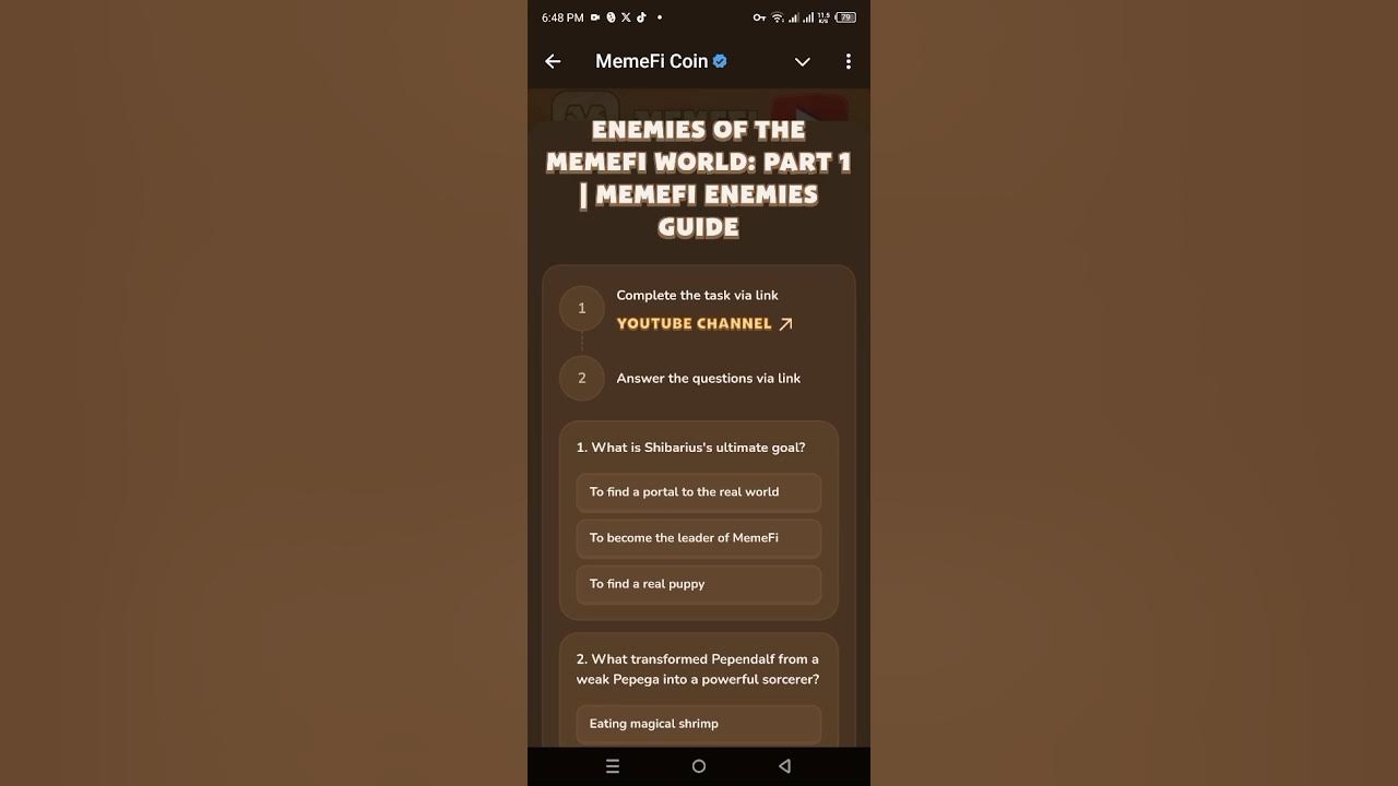 Enemies Of The memefi World Part1 | Memefi Enemies Guide || Memefi daily Video Code - YouTube