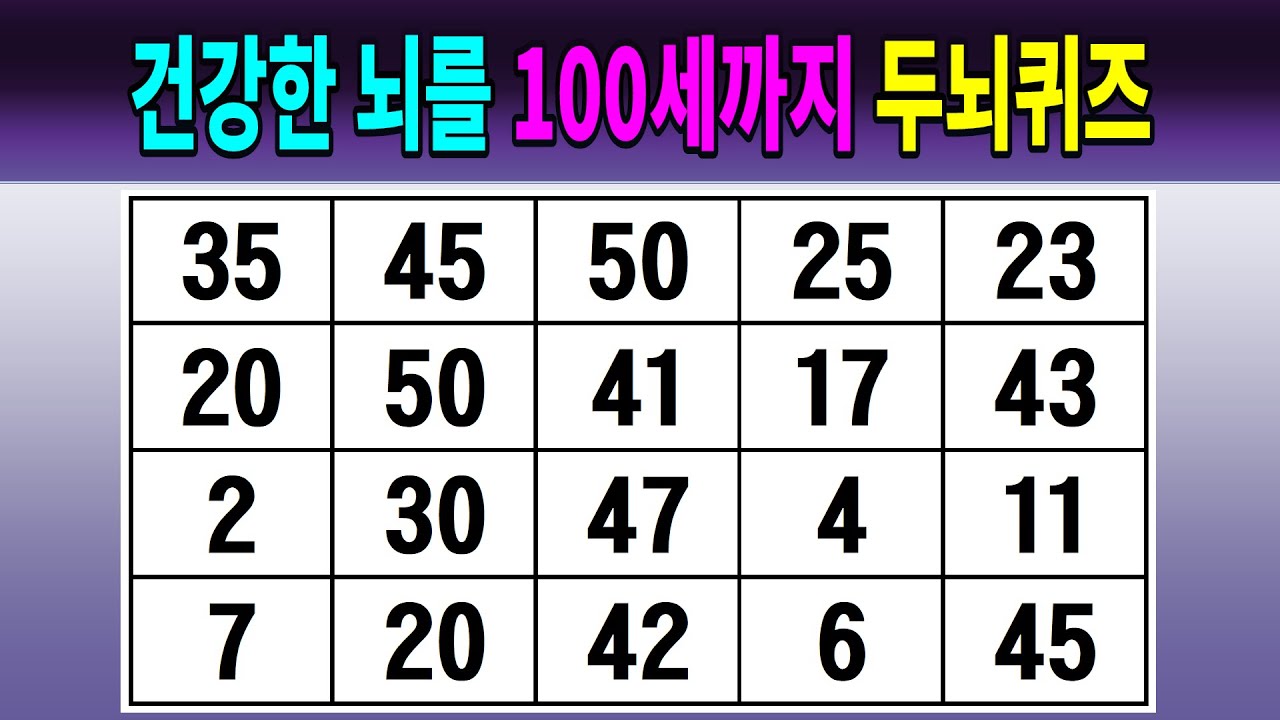 건강한 뇌를 100세까지 두뇌퀴즈 【같은숫자찾기치매예방퀴즈치매테스트숫자퀴즈숫자찾기숫자3쌍】 Youtube