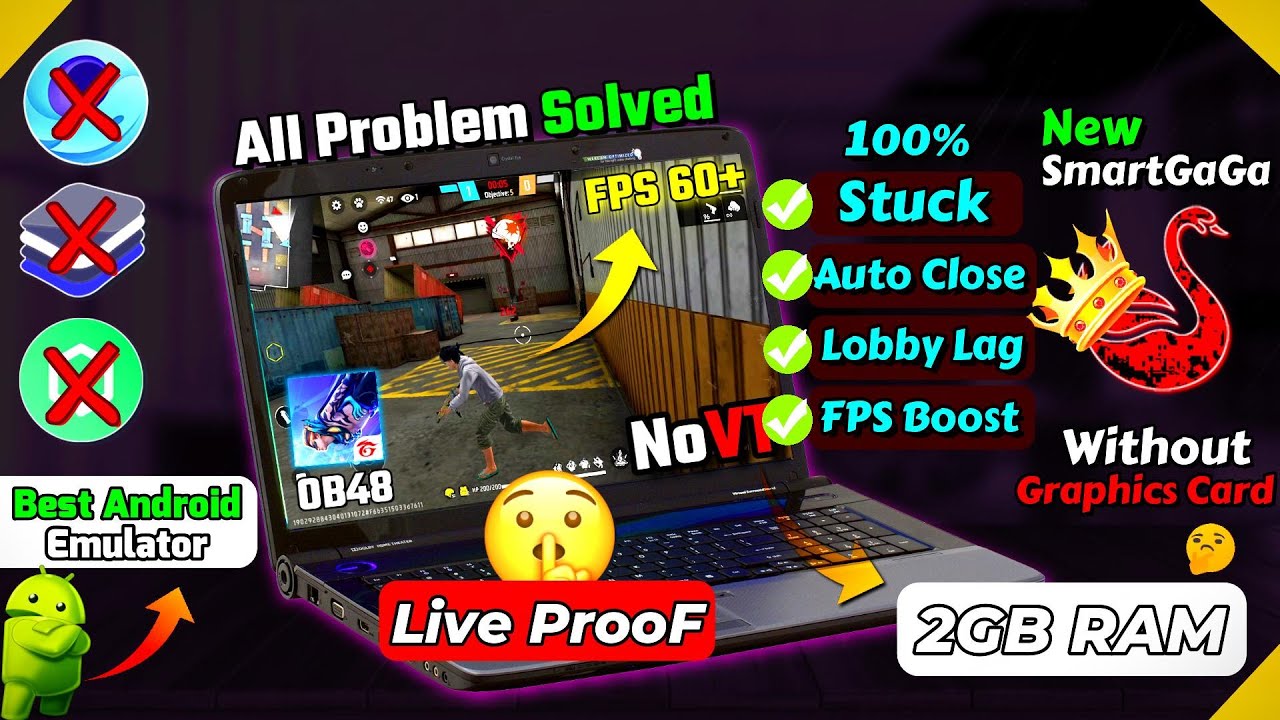 NEW SMART GAGA LITE VERSION BEST FOR FREE FIRE OB48 LOW END PC - 2GB ...
