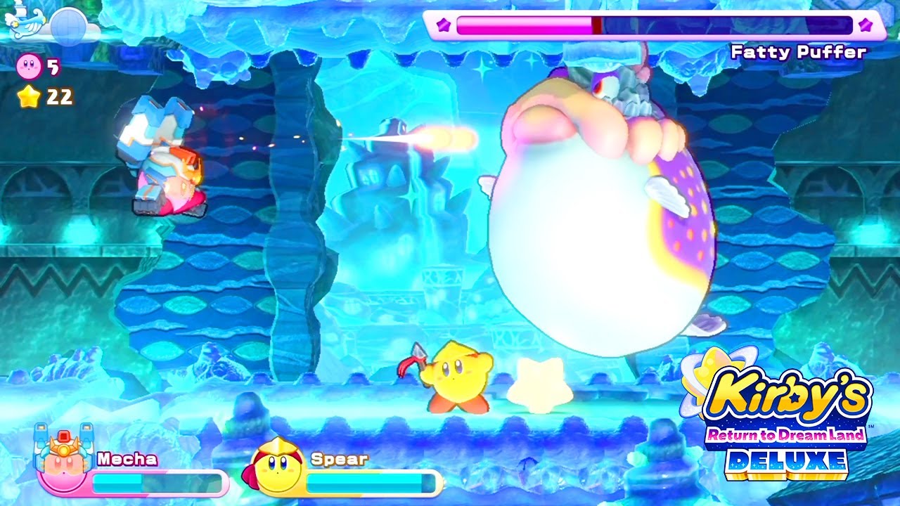 Fatty Puffer Boss Fight | Boss #3 | Kirby's Return to Dream Land Deluxe ...