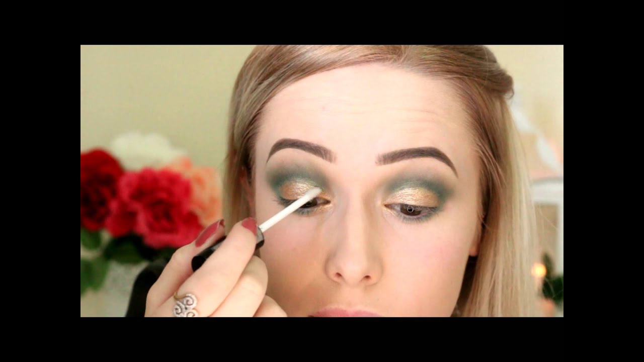 ☆Smokey Green & Gold Glitter Eyes + Dramatic Winged Liner Tutorial☆ {HD} - YouTube