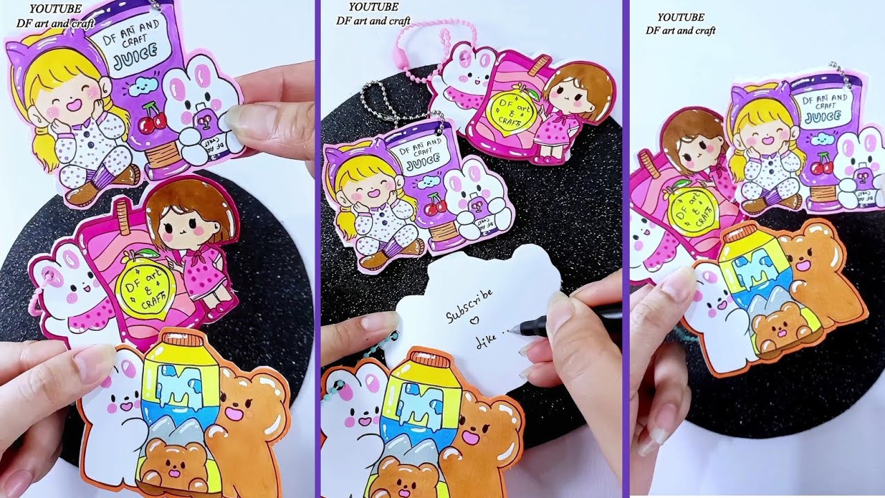 Cute cartoon notebook keychain || 😍 How to make cute notebook keychain ...