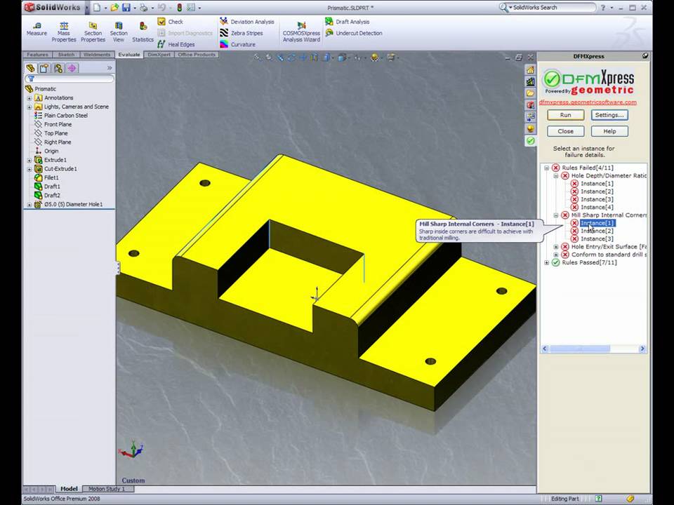 SolidWorks - DFMXpress (Design for Manufacturing) - YouTube