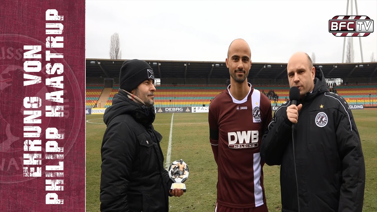 Ehrung von Philipp Haastrup für 75 Pflichtspiele im Trikot des BFC ...