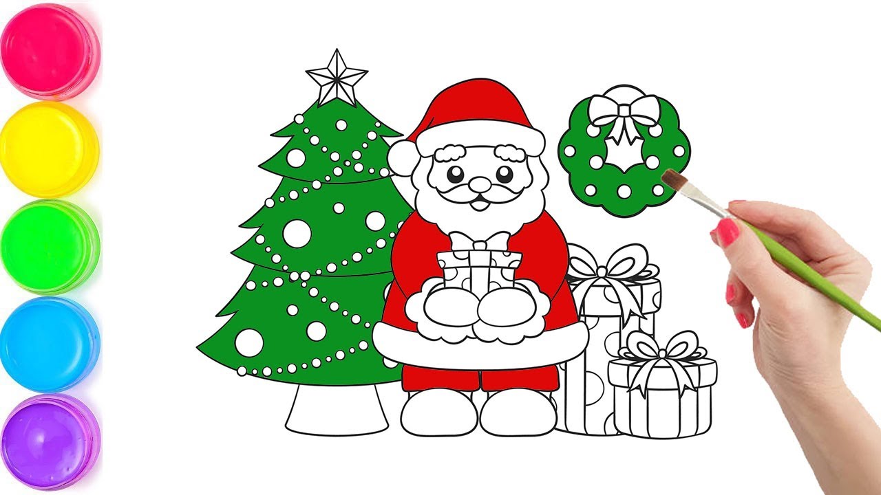 How to draw Santa Claus & Christmas tree easy step-by-step|Santa Claus ...