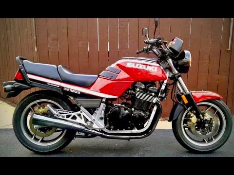 1986 Suzuki GS1150E in red & black doing a cold startup walk-around ...