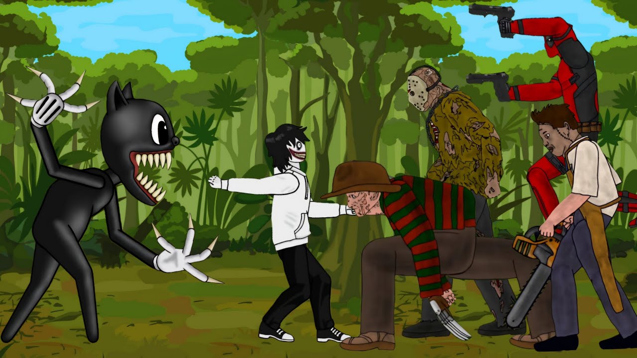 Cartoon Cat vs Slashers Jason Jeff Freddy Leatherafack creepypasta ...