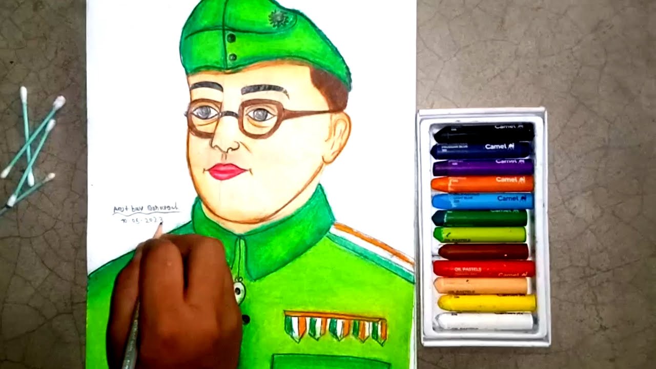 How to draw subhash chandra bose step by step || Drawing of netaji ...