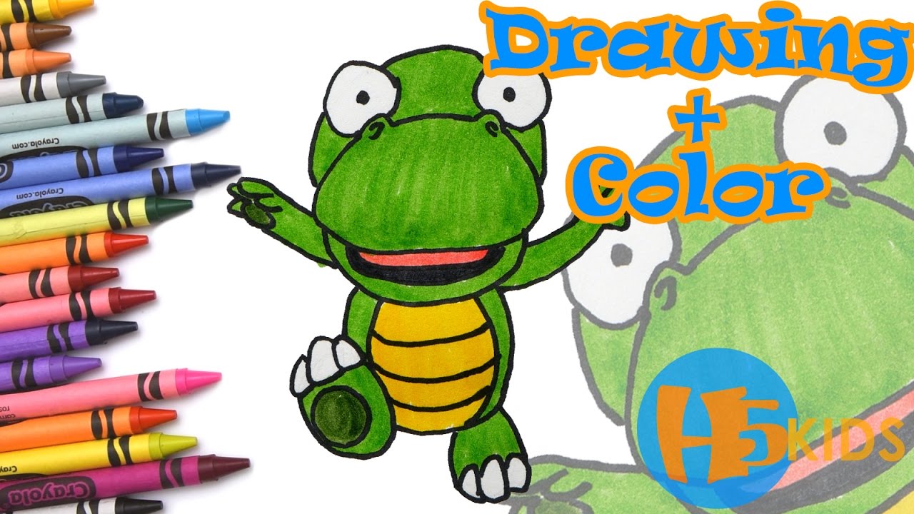 How To Draw Crong - Pororo - Dinosaur - Easy - Kids Drawing Tutorial ...