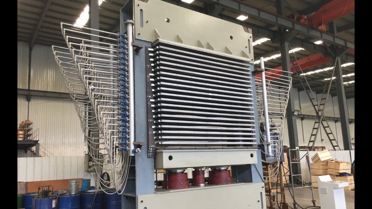 HANVY 800Ton 15 Daylight Plywood Hot Press Machine - YouTube