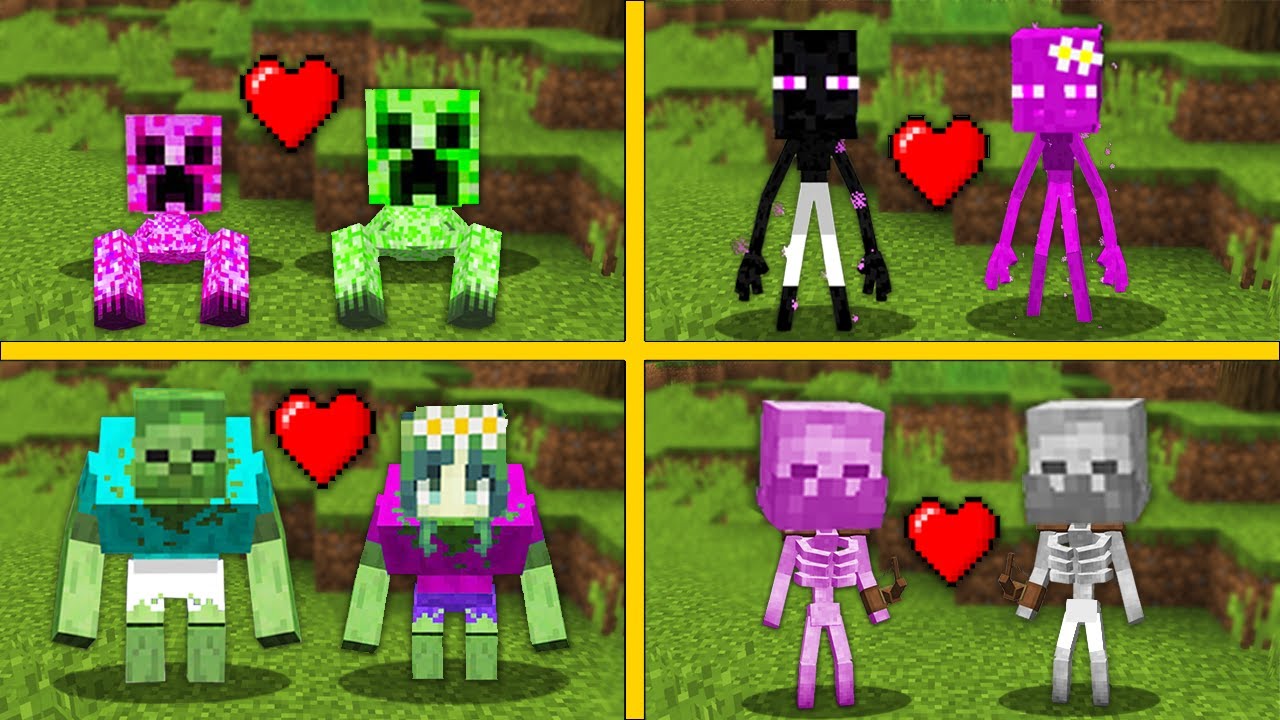 CHILDREN MUTANT MOBS MET GIRLS IN MINECRAFT ZOMBIE CREEPER ENDERMAN ...