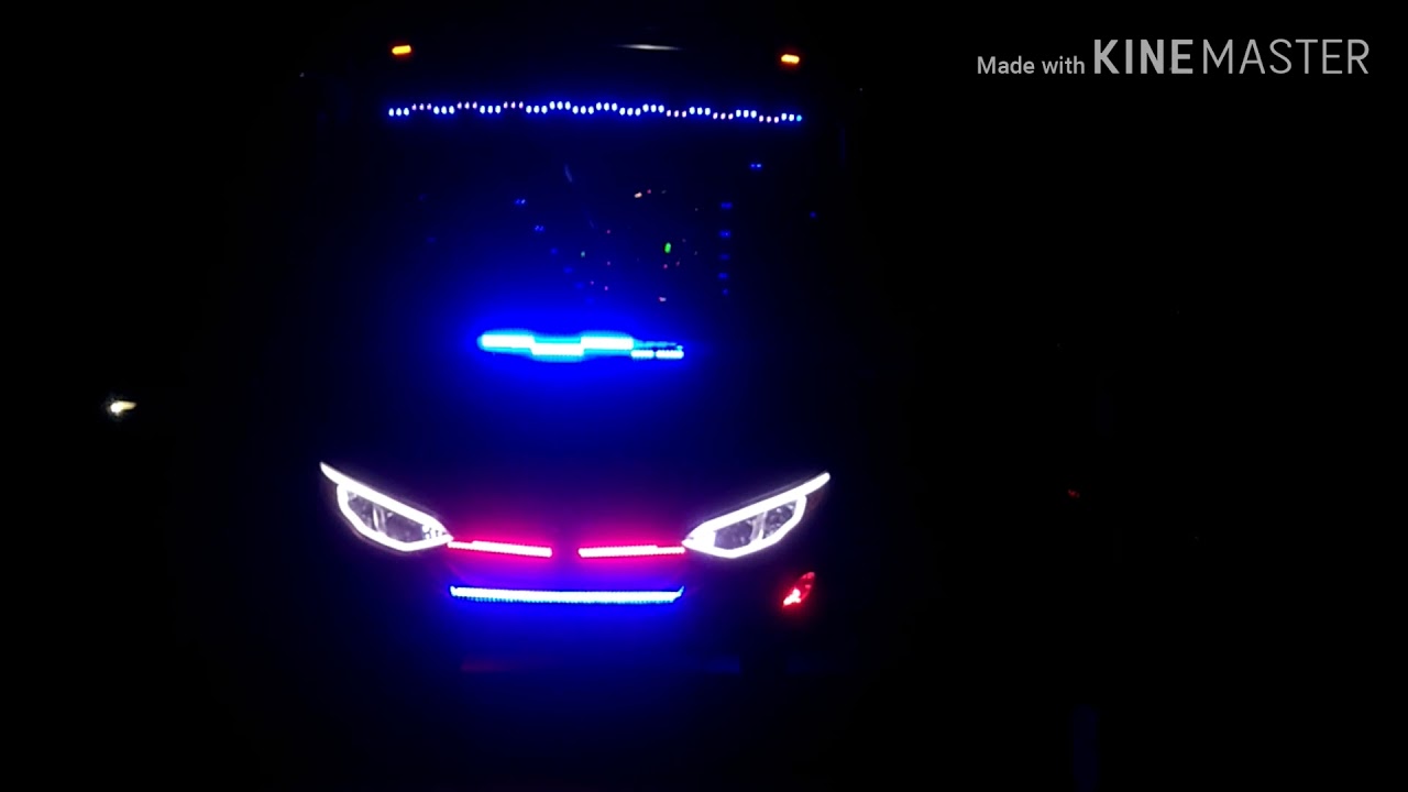 Bus medium Brimob dengan Interior Led bus malam - YouTube