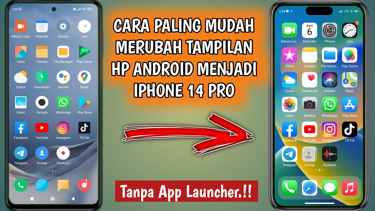 CARA MERUBAH TAMPILAN HP ANDROID MENJADI IPHONE 14 PRO - YouTube