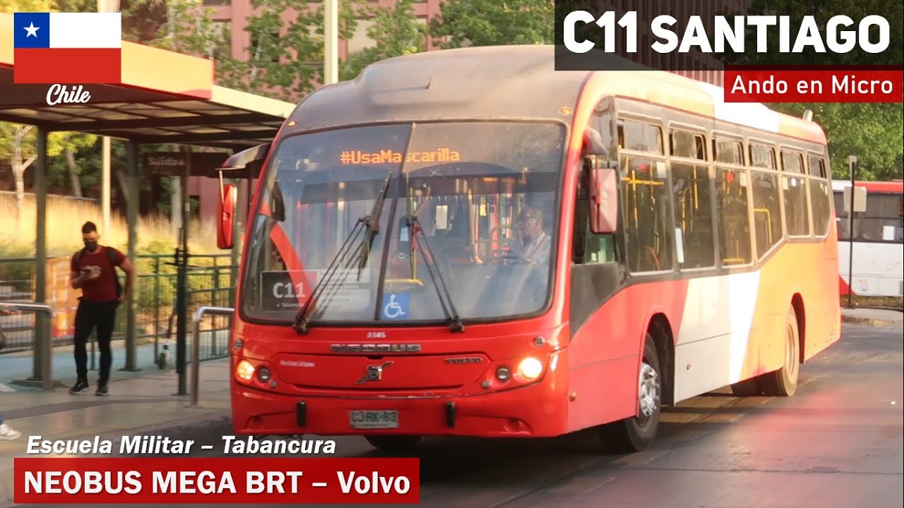 Viaje C11 Transantiago en bus Neobus Mega BRT Volvo CJRK47 | Ando en ...