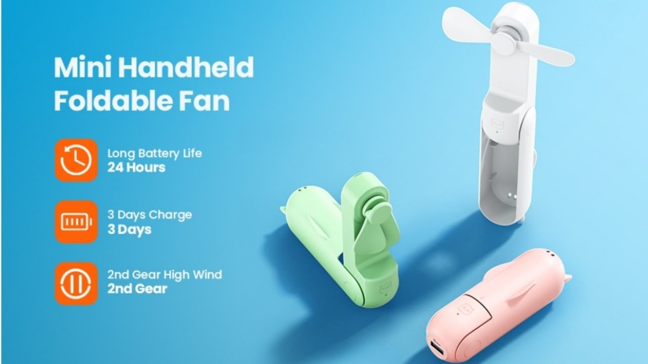 Mini Portable Fan || Tiny Pocket Rechargeable Fan Gadgets - YouTube