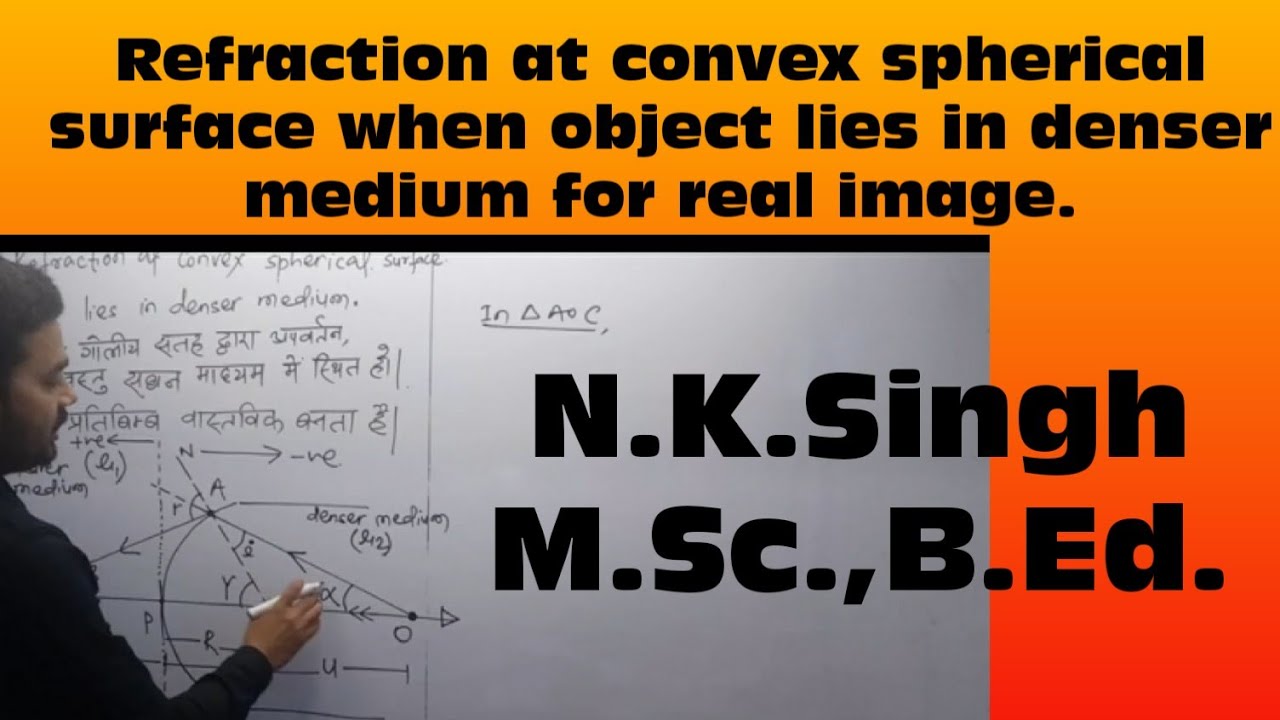 Refraction at convex spherical surface when object lies in denser ...