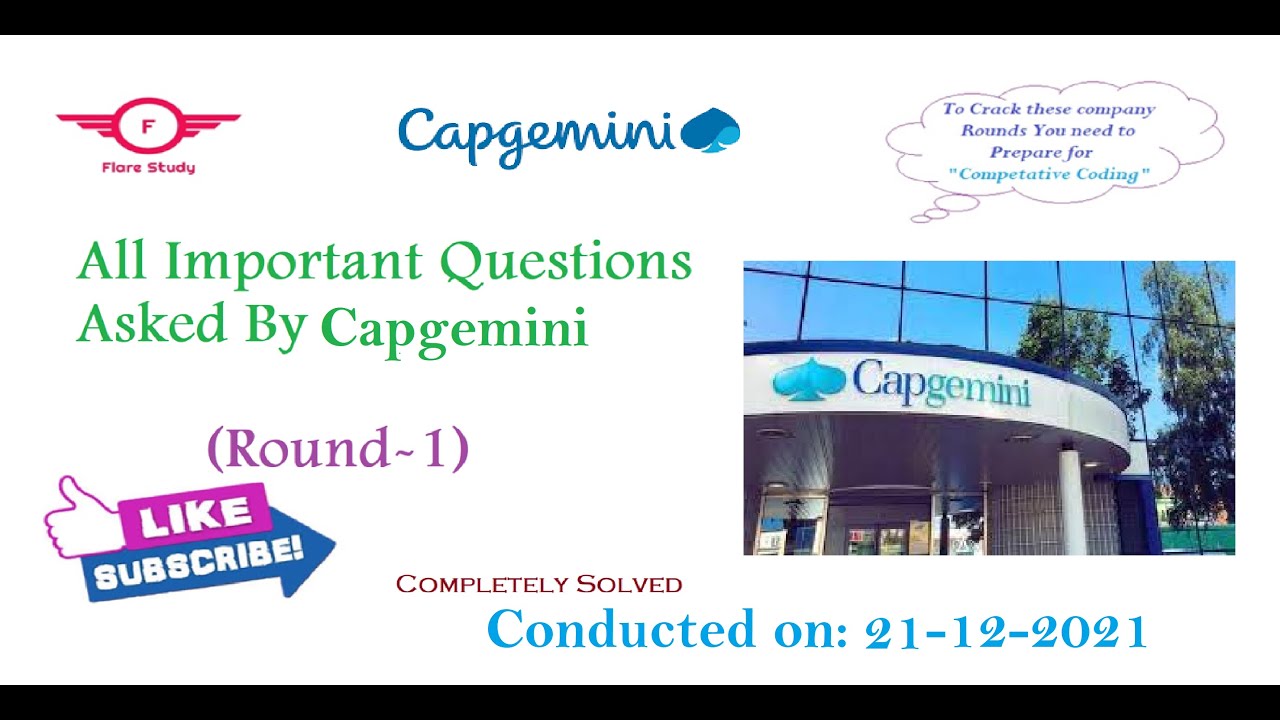 Capgemini First Assessment Test all questions with solutions #capgemini ...
