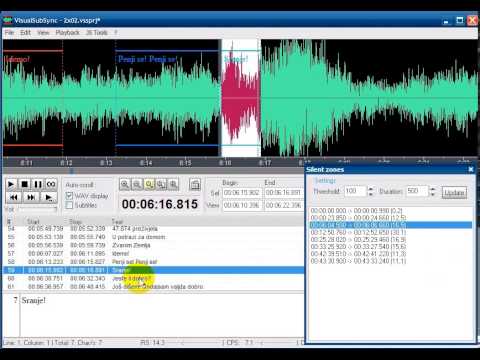 VisualSubSync - Sinkronizacija i Silent zones - YouTube