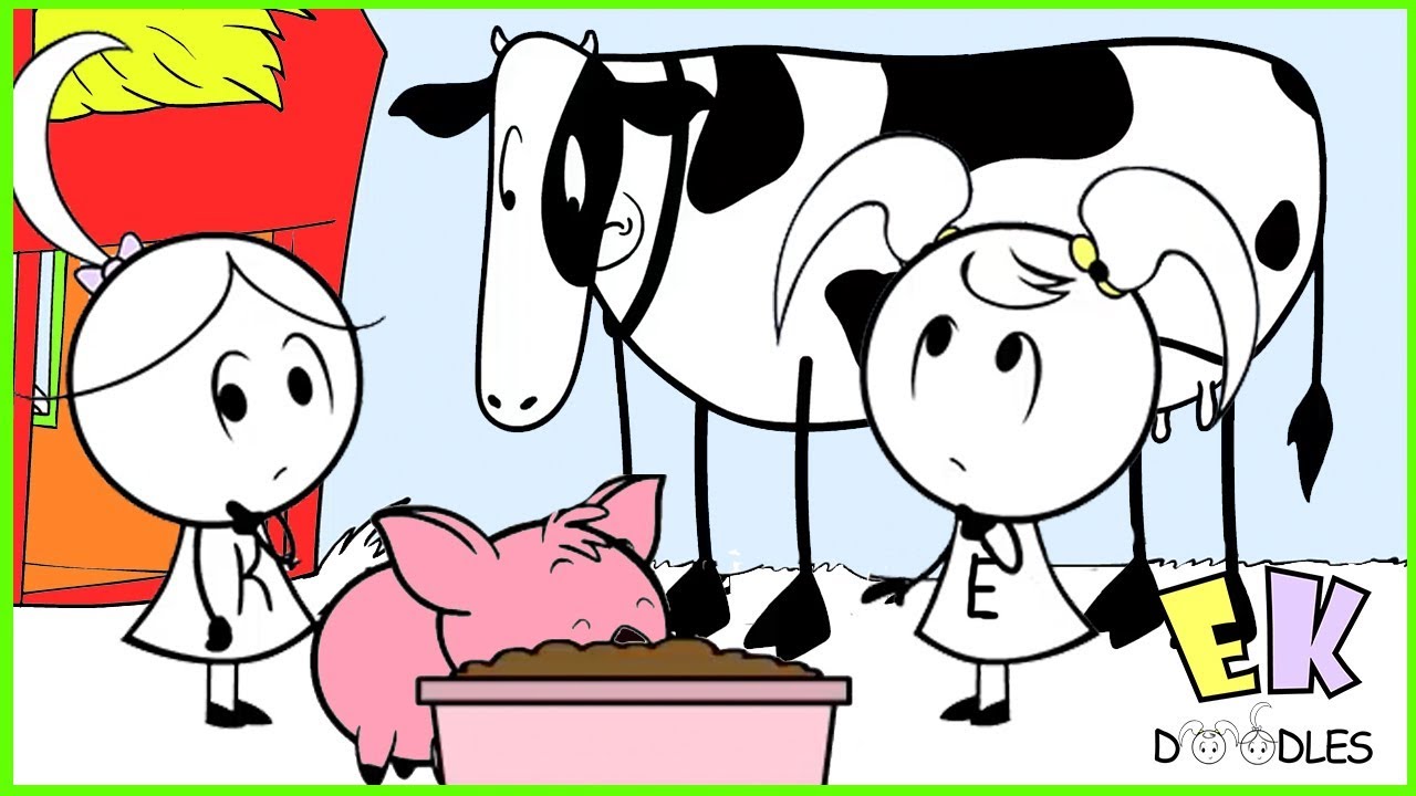 Emma & Kate "Farm Animals Surprise" EK Doodles Funny Cartoon Animation ...