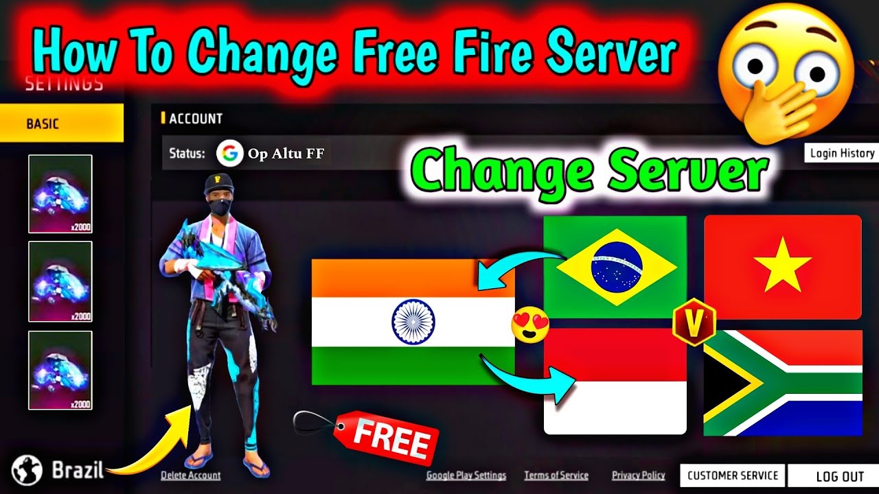 How To Change Server In Free Fire 🥳 Free Fire Main Dusre Server Ka ...