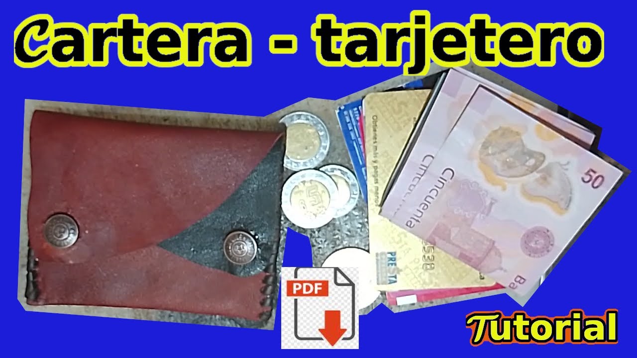 Como hacer, Cartera-tarjetero de piel, TUTORIAL, moldes gratis. - YouTube