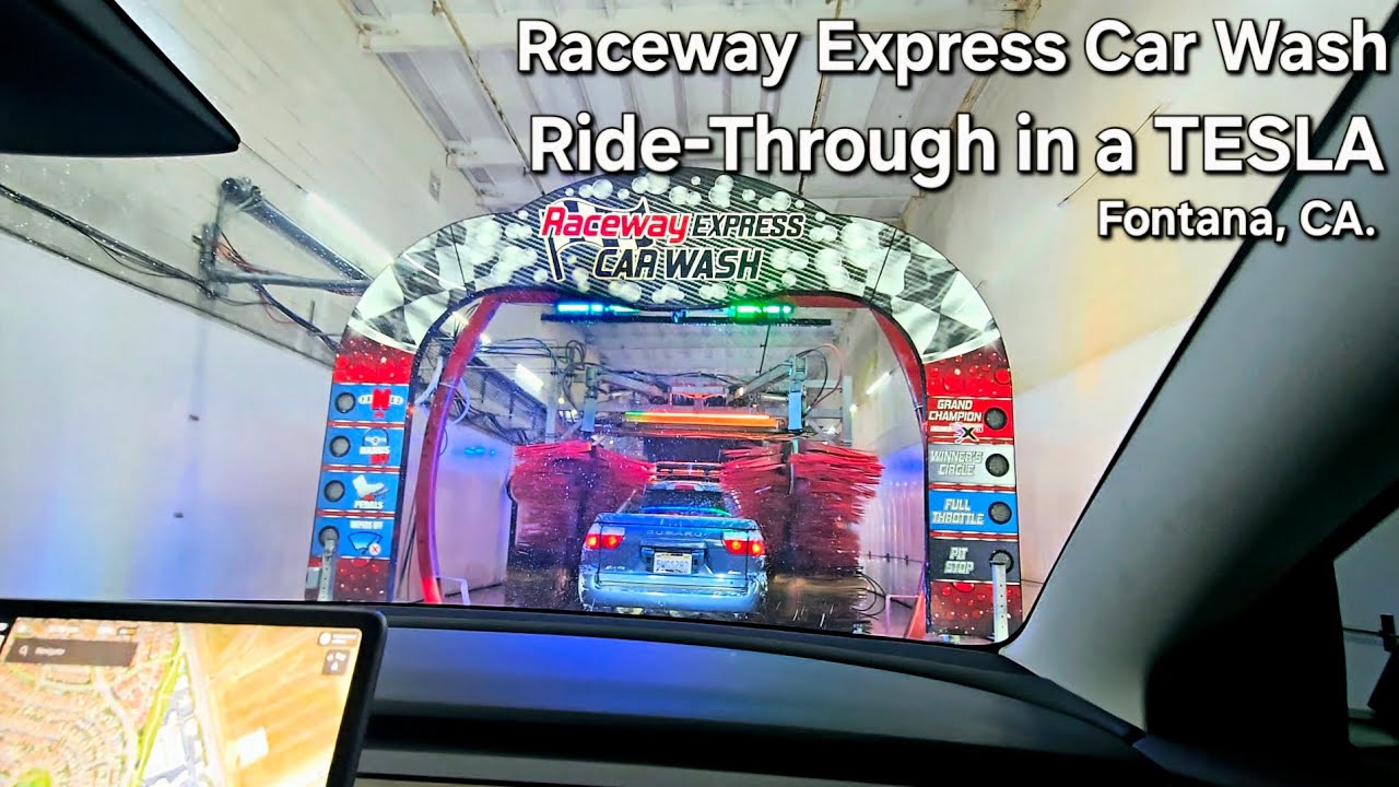 Car Wash in a Tesla ~ Raceway Express Car Wash | Fontana, CA. - YouTube