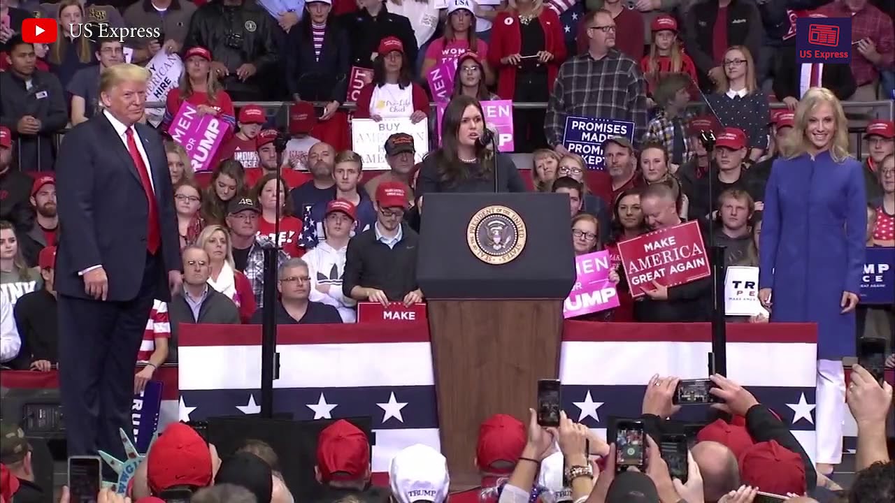 Sarah Sanders addresses Trump campaign rally - YouTube