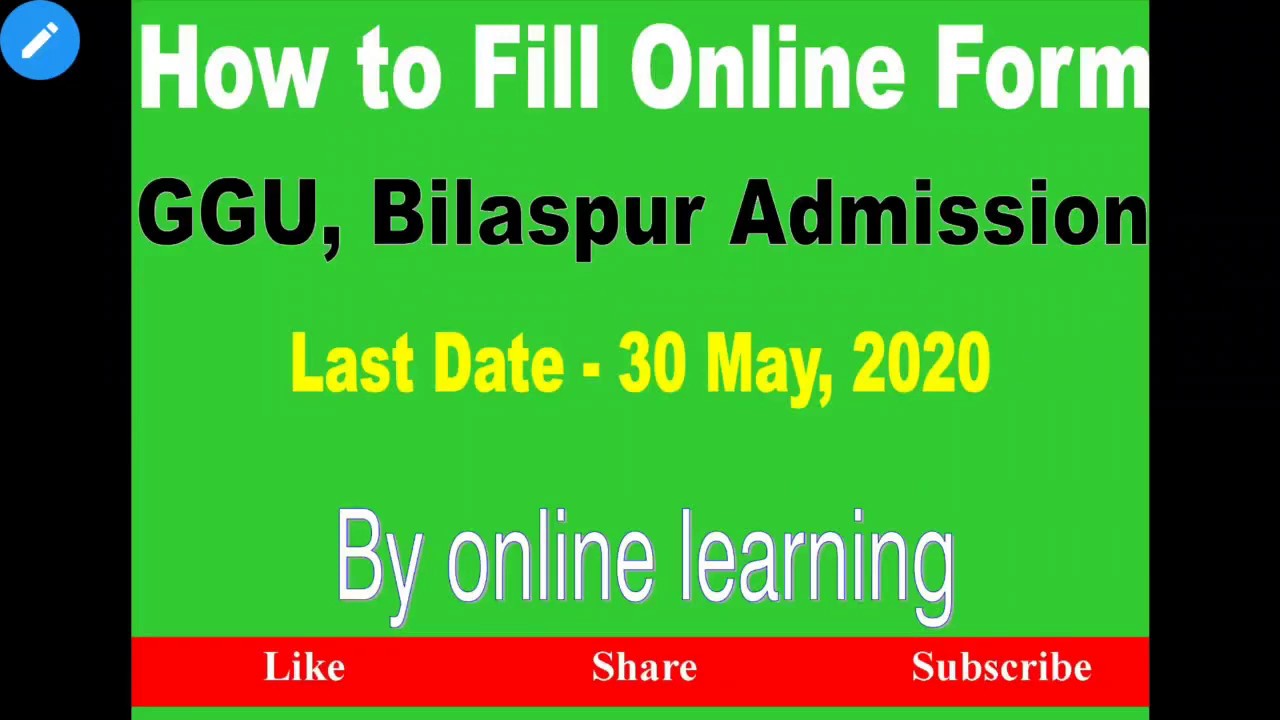 How to fill Online Form of GGU, Bilaspur Admission-(Hindi/English ...