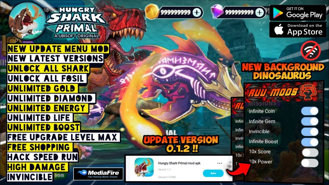 GoTo Download !! Update Menu Mod Hungry Shark Primal Mod Apk Terbaru ...