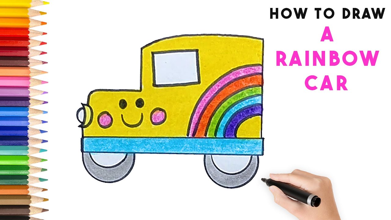 How to Draw A Rainbow Car Very Easy😚 Step By Step Drawing | Cute Art ...