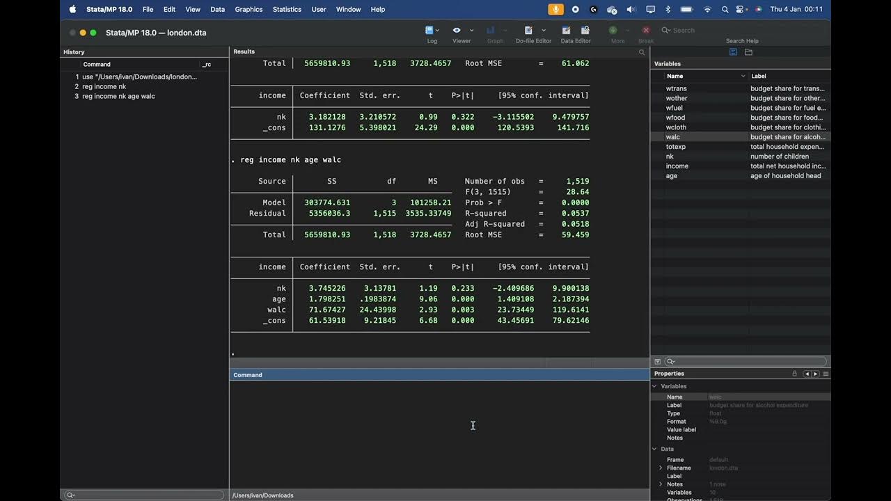 Crash course on Regression - Stata (Econometrics) - YouTube